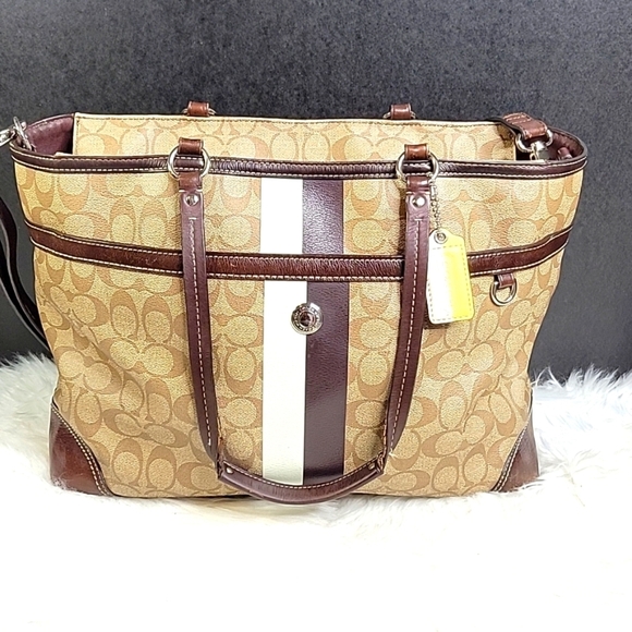 Coach | Bags | 2 Coach Signature Coated Canvas And Leather Shoulder Bag ...